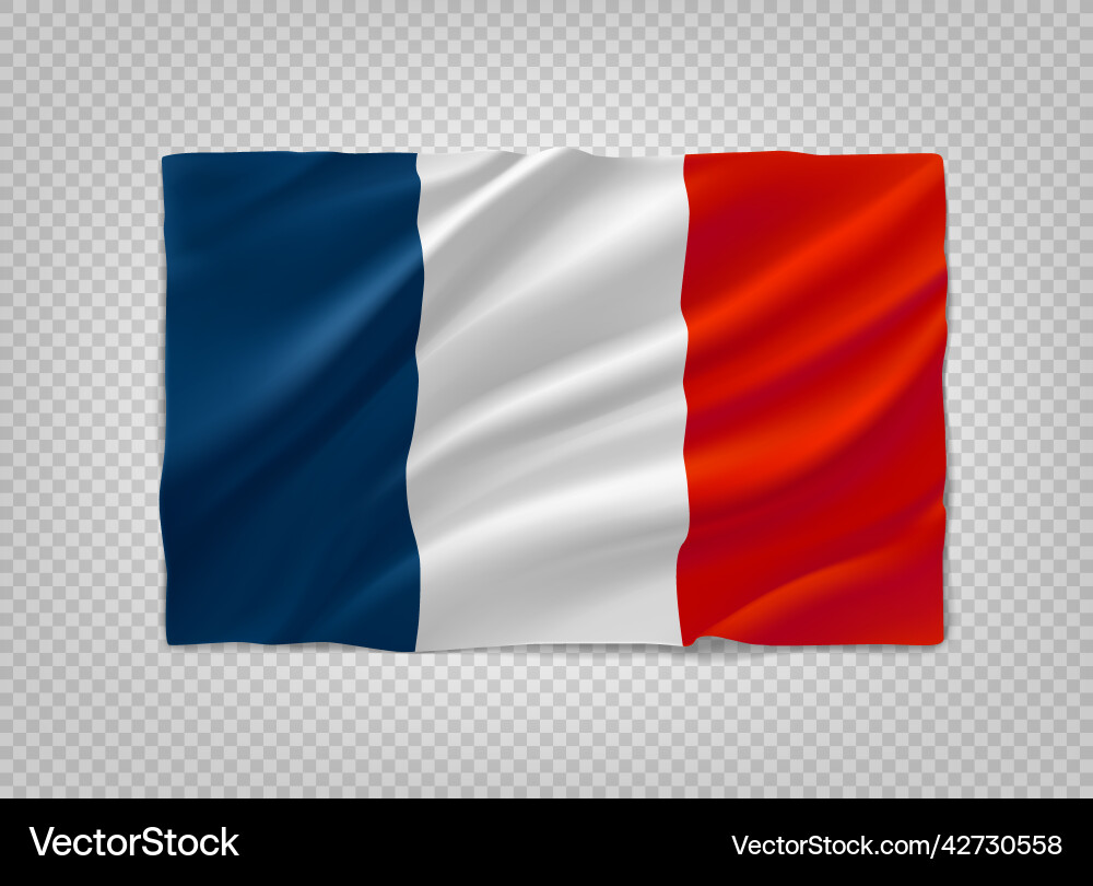 Flag of france 3d object isolated on transparent Vector Image