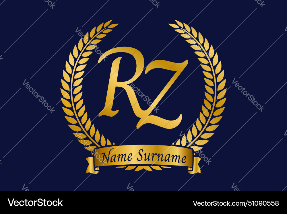 Initial letter r and z rz monogram logo design Vector Image