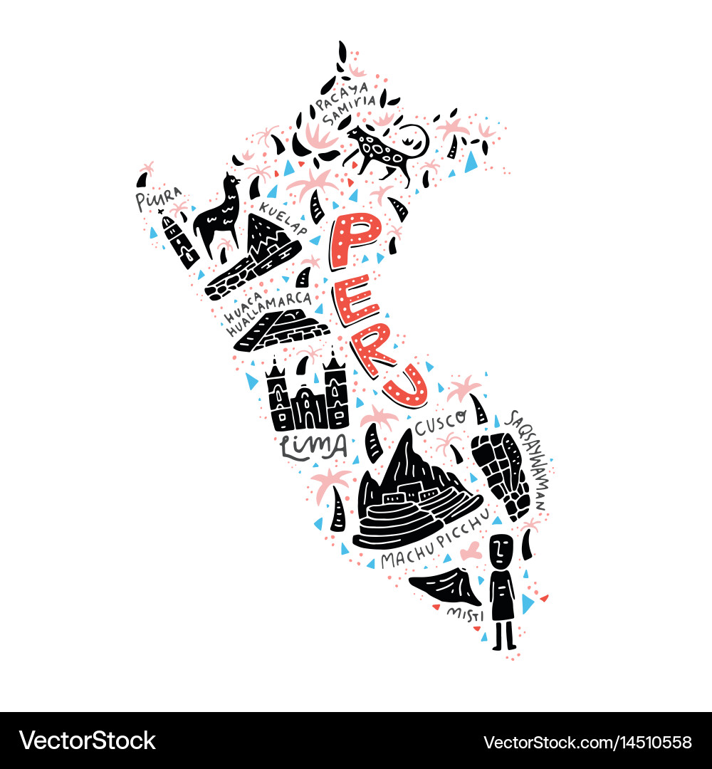 Map of peru Royalty Free Vector Image - VectorStock