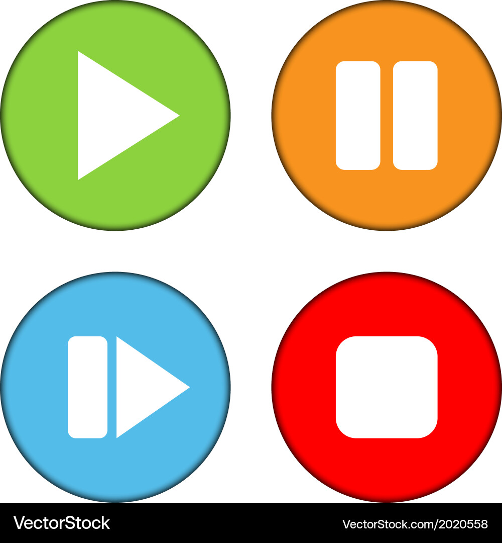 Play pause stop forward buttons set Royalty Free Vector