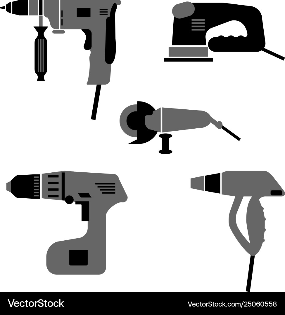 Power tools icons set silhouette on white Vector Image