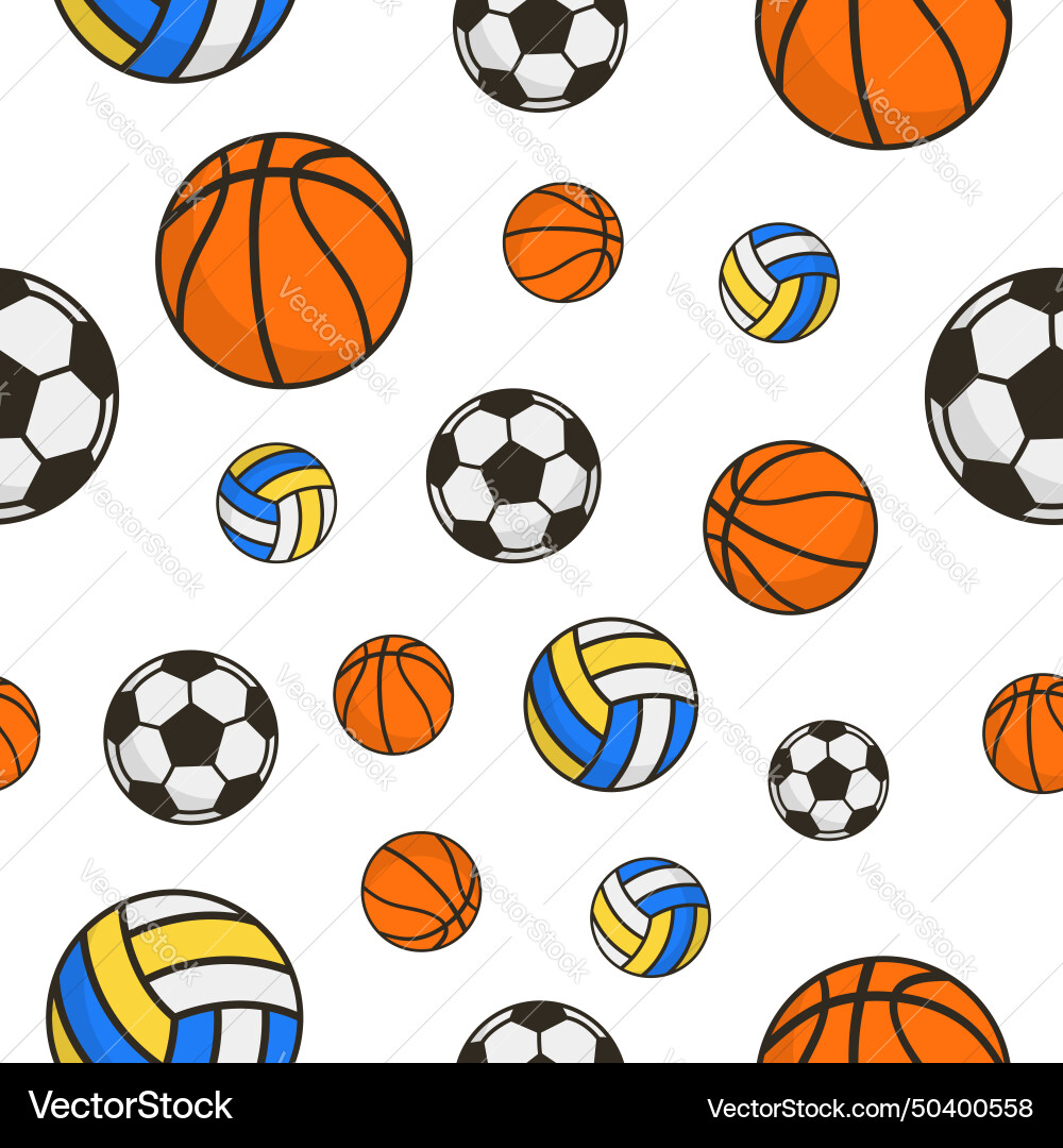 Seamless background with sports balls Royalty Free Vector