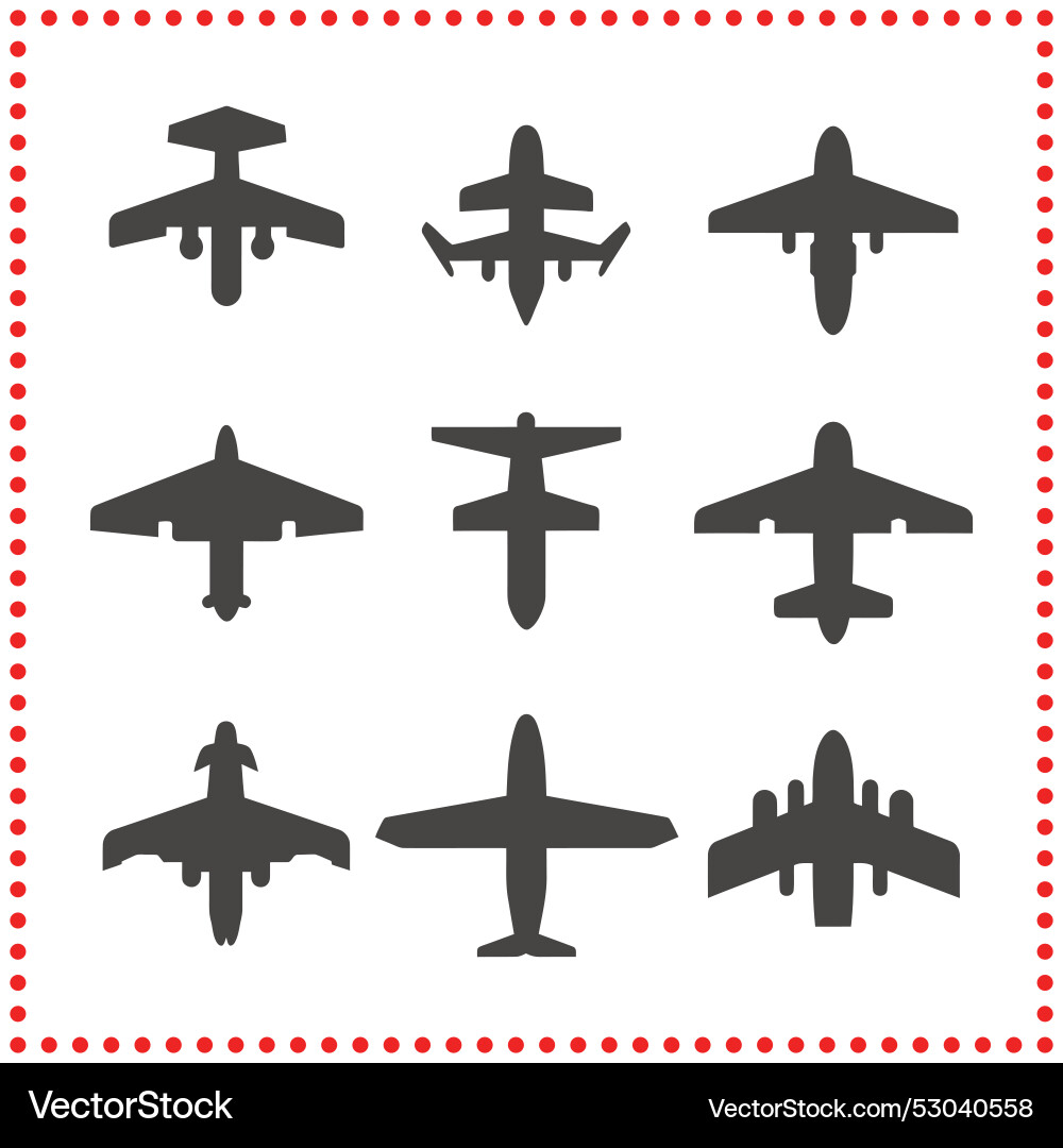 Stylized airplane shapes silhouette art Royalty Free Vector