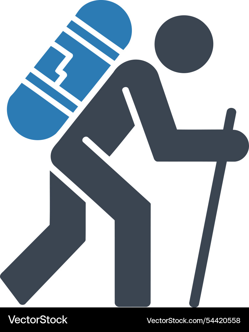 Trekking with gear icon Royalty Free Vector Image