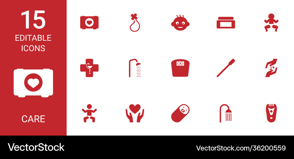 15 care icons Royalty Free Vector Image - VectorStock