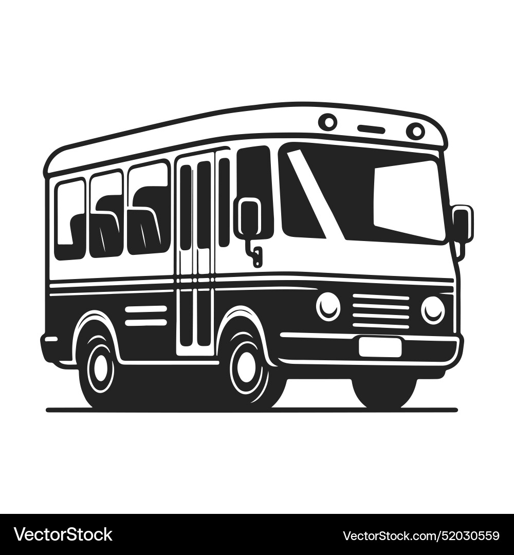 Black and white minibus clipart Royalty Free Vector Image
