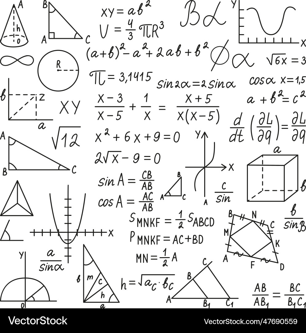 Doodle math formula maths and mathematics Vector Image