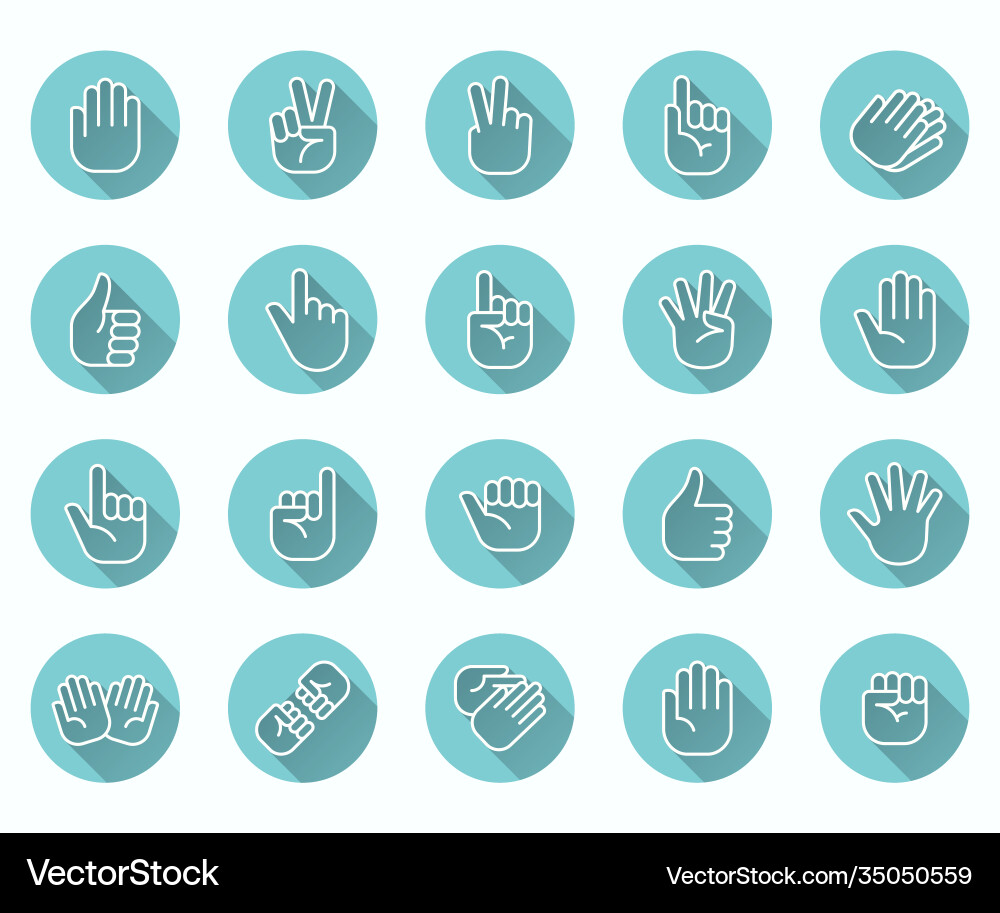 Hand gestures flat icon set finger choose Vector Image Hand gestures flat icon set finger choose Vector Image