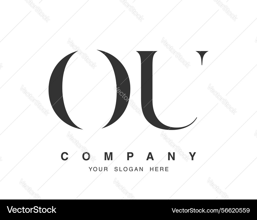 Ou logo design initial letter o and u serif font Vector Image