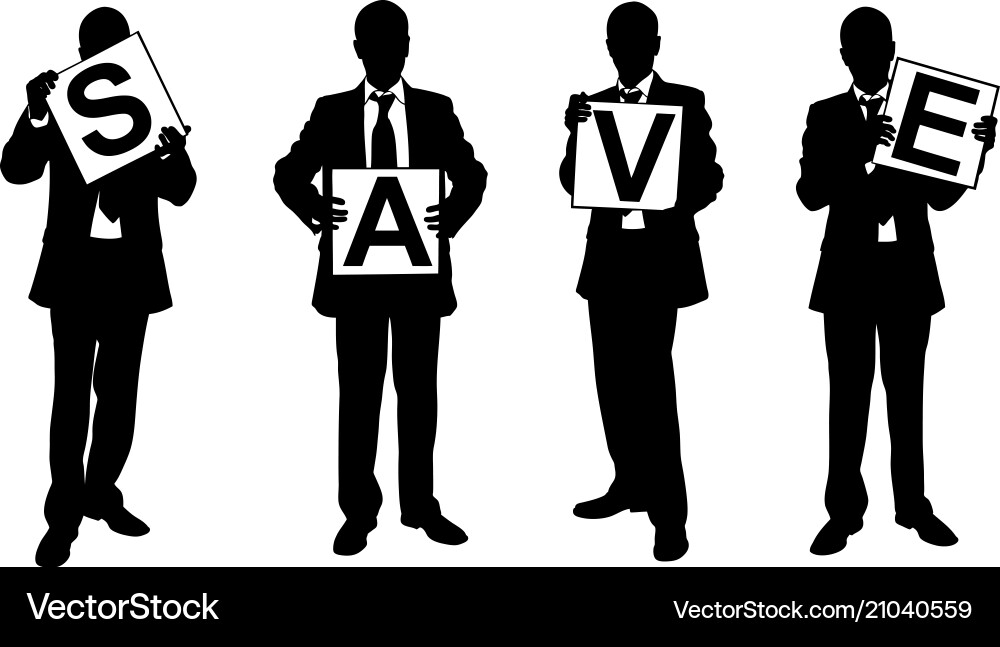 People holding save panels Royalty Free Vector Image