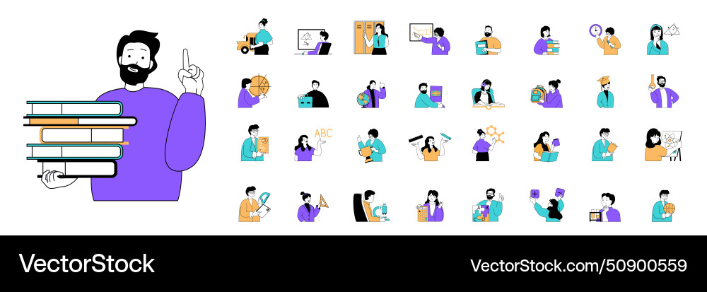 School learning concept with character situations Vector Image