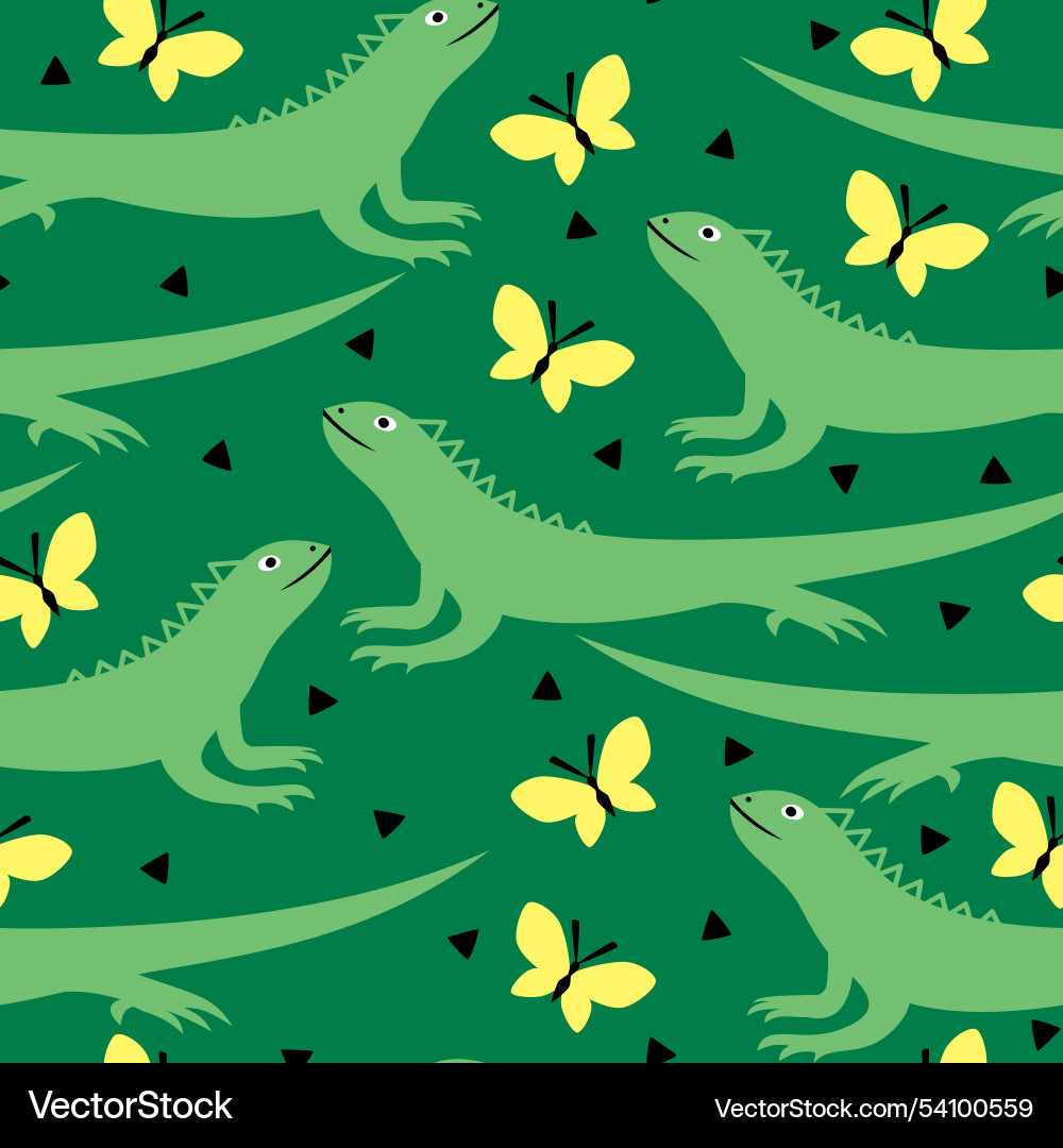 Seamless pattern with iguanas Royalty Free Vector Image