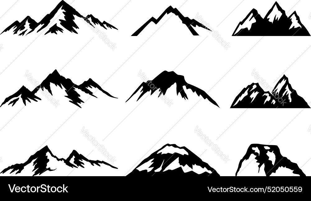 Set of mountains design element for poster Vector Image
