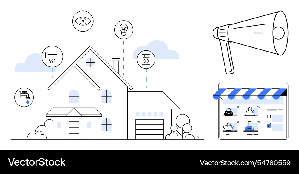 Smart home devices and online promotion concept Vector Image