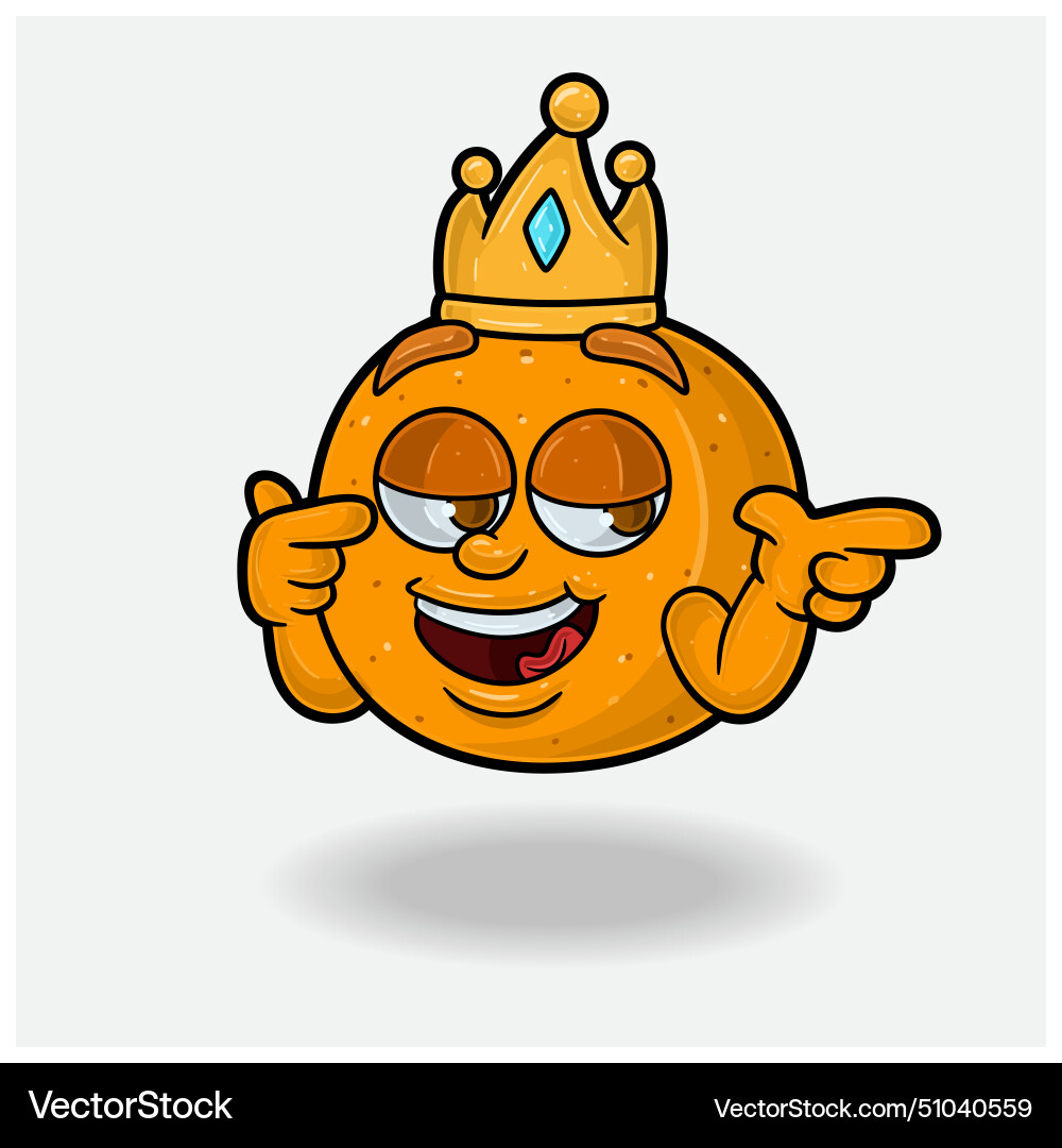Smug expression with orange fruit crown mascot Vector Image