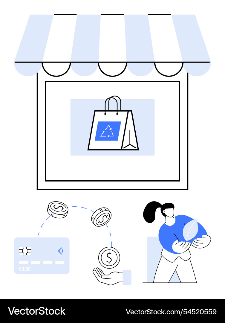 Sustainable shopping with eco-friendly bags under Vector Image