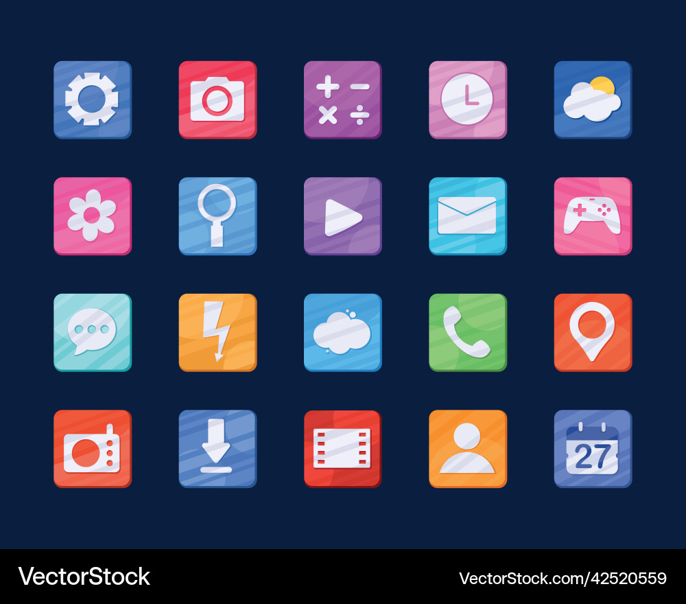 Twenty applications signs icons Royalty Free Vector Image