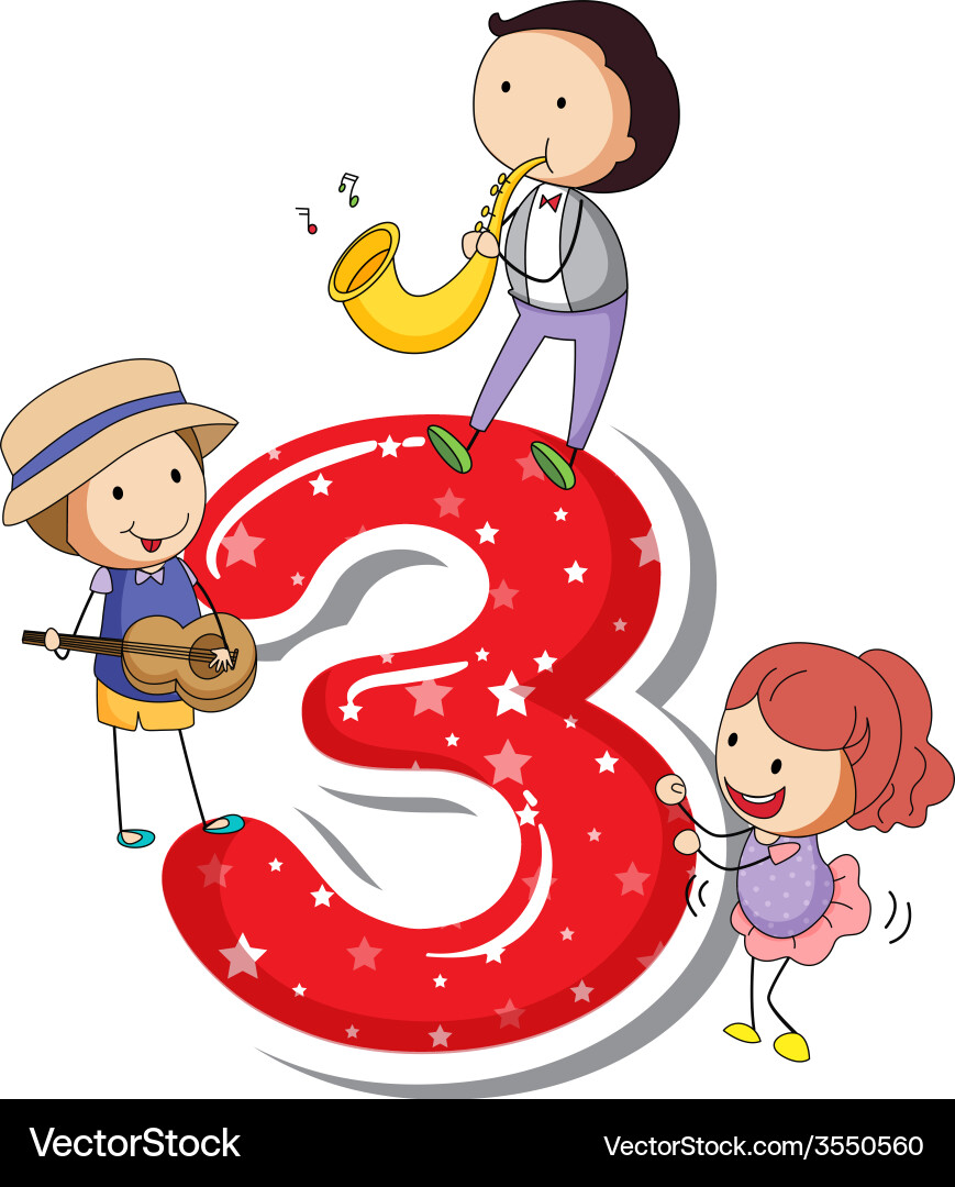 A number three Royalty Free Vector Image - VectorStock