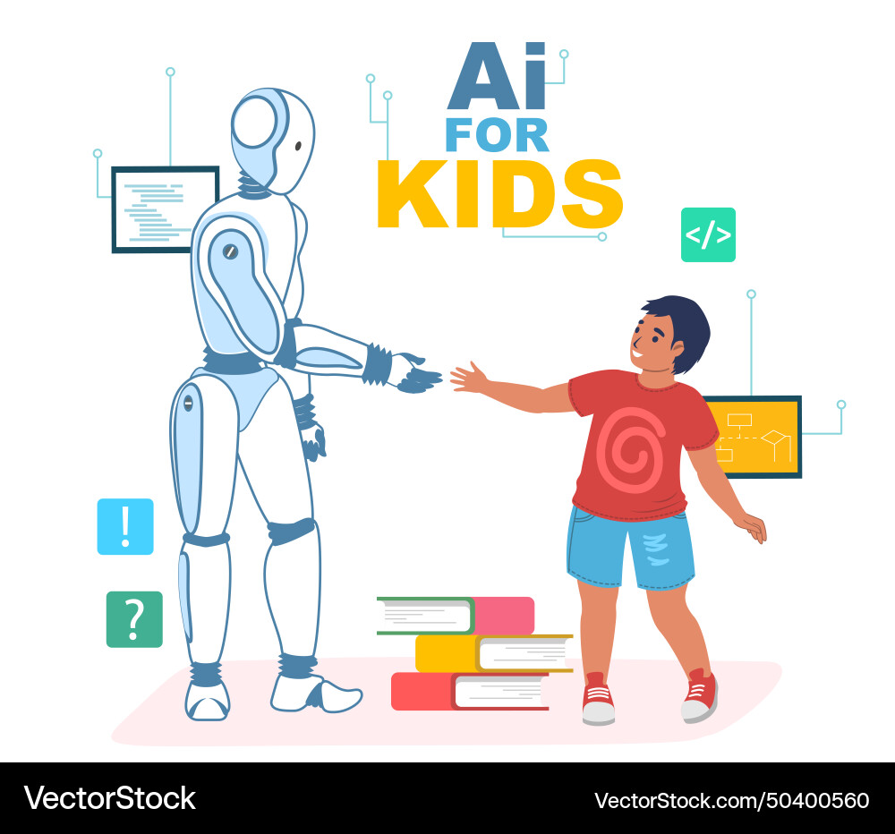 Ai technology for preschool kids education Vector Image