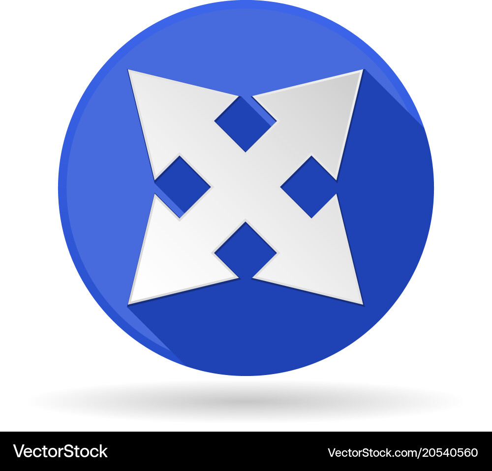 Arrows icon blue round sign with shadow Royalty Free Vector