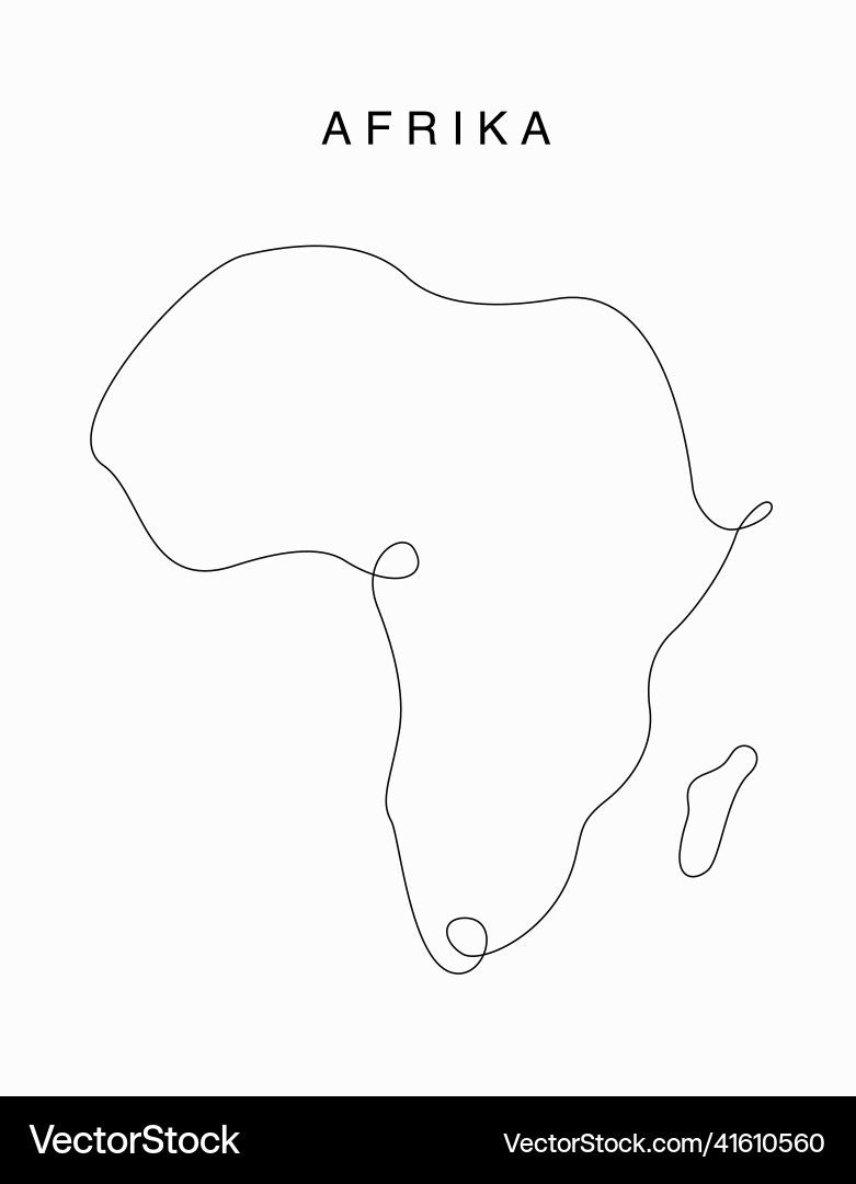 Line art afrika map continuous continent Vector Image