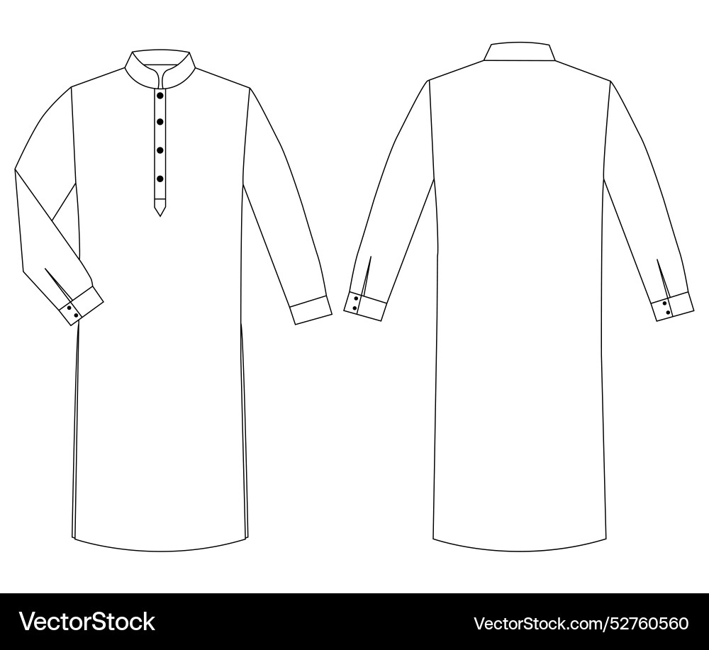 Men mandarin wrap kurta punjabi Royalty Free Vector Image