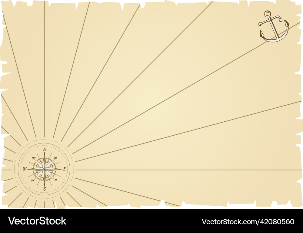 Old navy map background aged paper with compass Vector Image