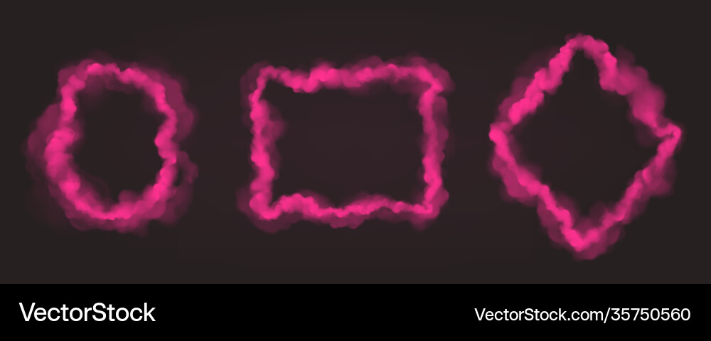 Realistic set pink smoke frames Royalty Free Vector Image