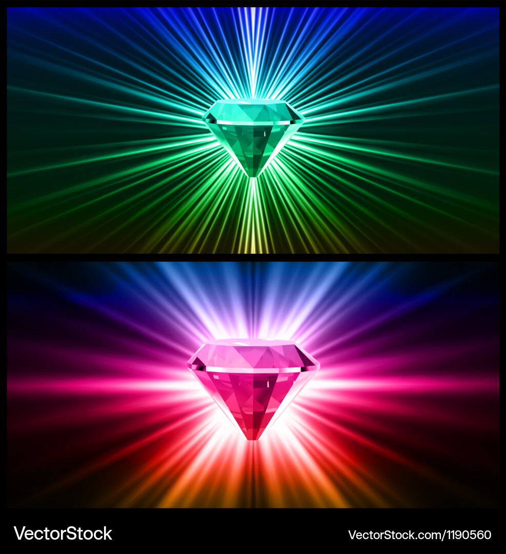 Two colorful diamonds on bright backgrounds Vector Image