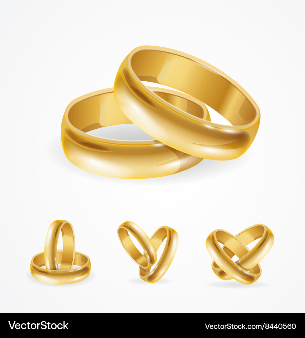 Wedding gold ring set Royalty Free Vector Image
