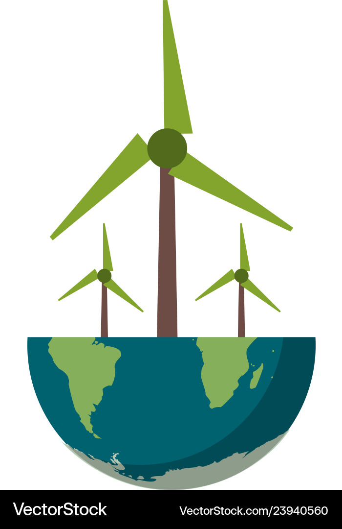 Wind turbine in world Royalty Free Vector Image