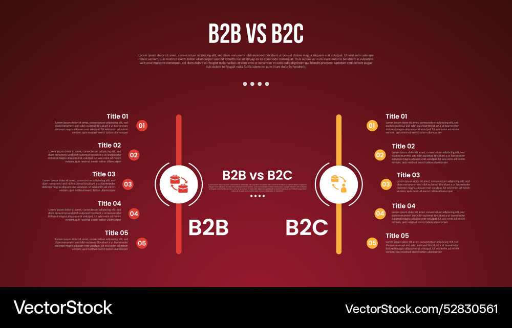 B2b vs b2c business infographic for comparison Vector Image