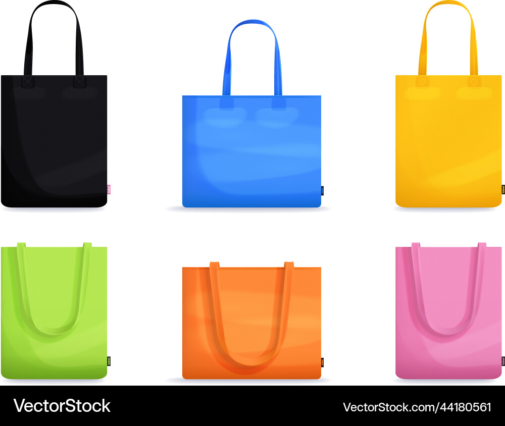 Colorful fabric bags set Royalty Free Vector Image