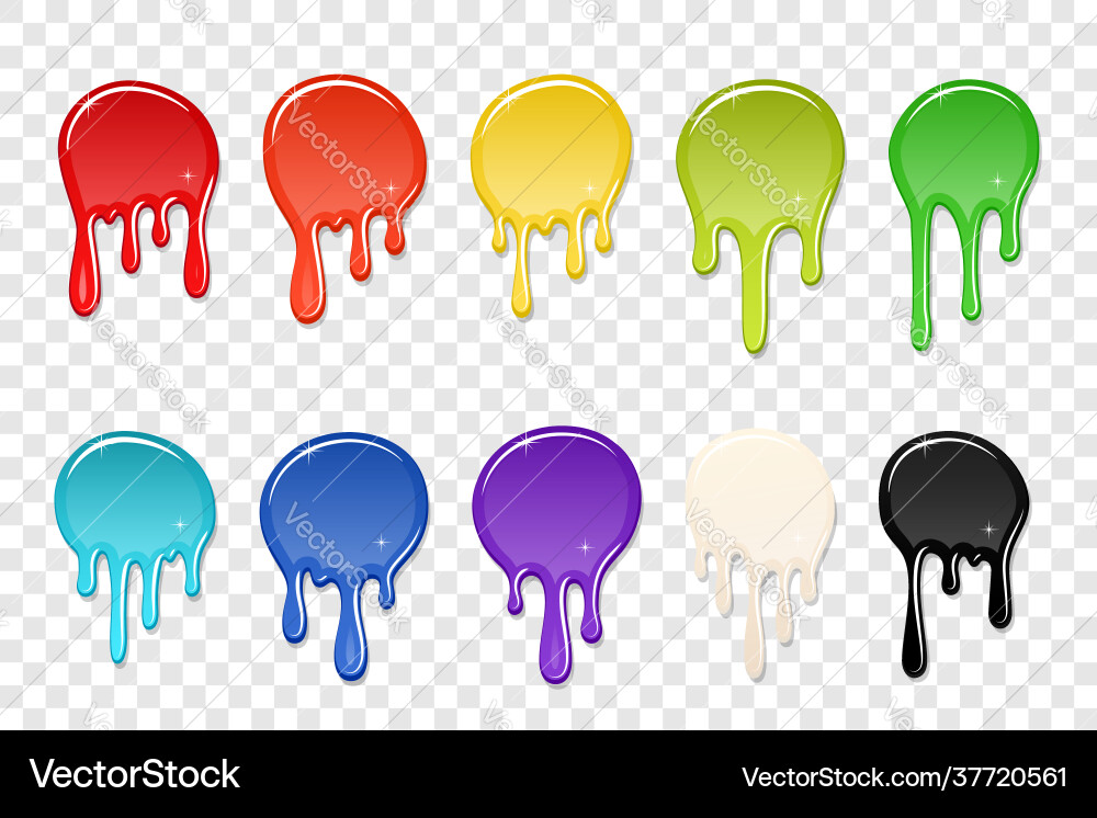 Drip paint spot 3d set isolated white transparent Vector Image
