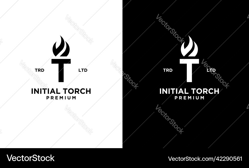 Initial t torch logo symbol design Royalty Free Vector Image
