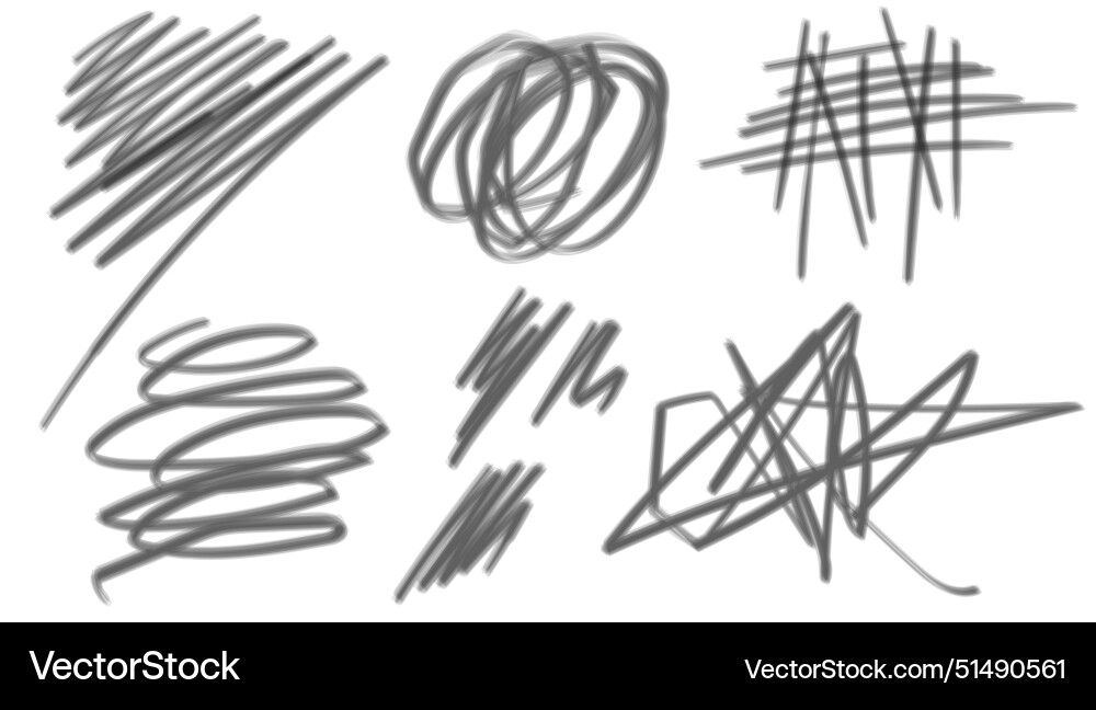 Marker drawn scribble set childish drawing Vector Image