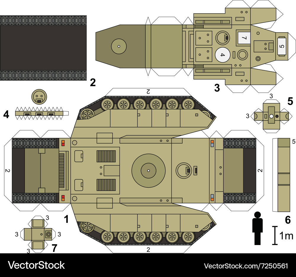 Paper model of a tank Royalty Free Vector Image