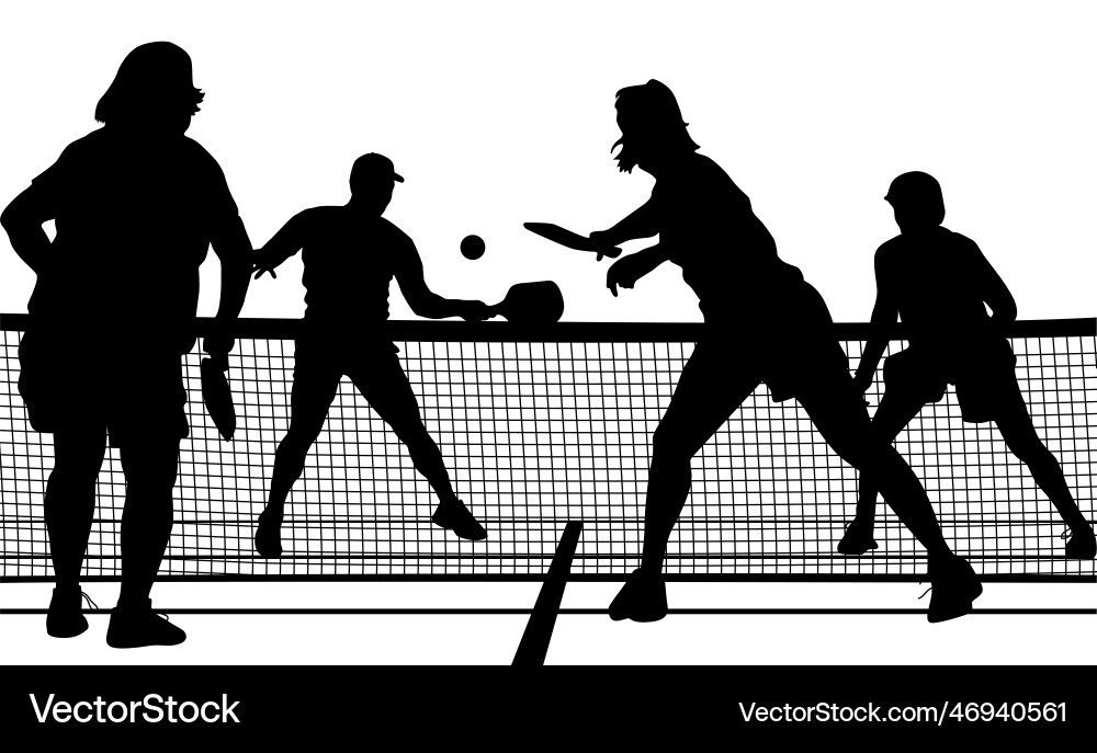 Pickleball Players Silhouette Royalty Free Vector Image