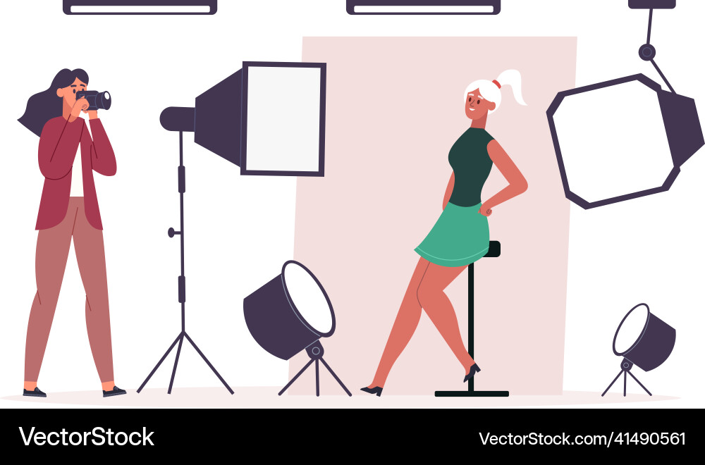 Professional photo session scene photographer Vector Image