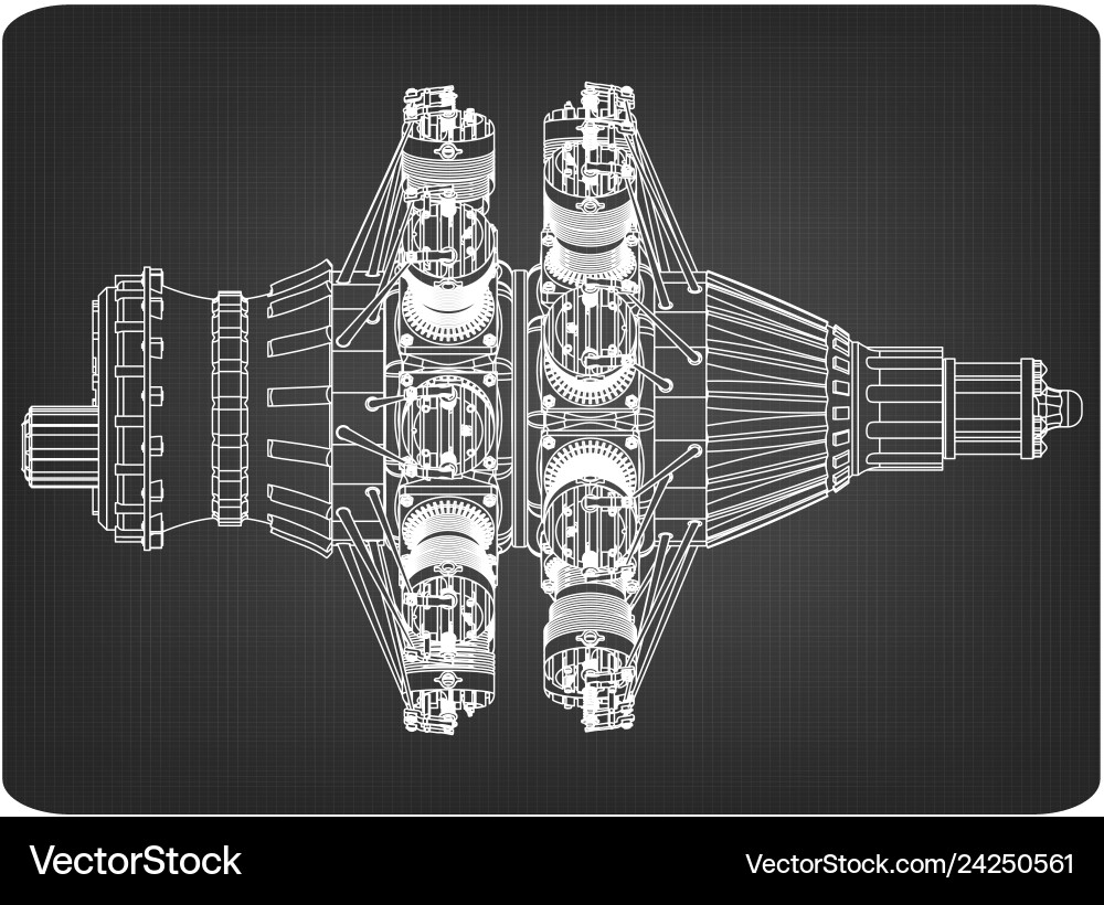 Radial engine on a gray Royalty Free Vector Image