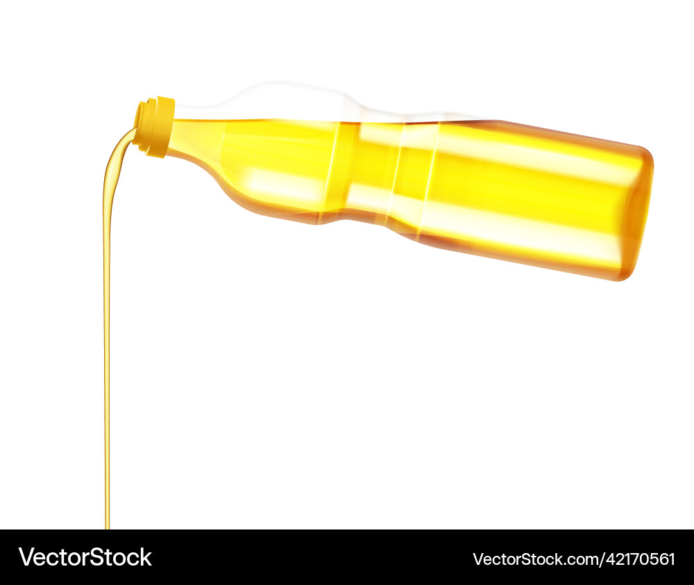 Sunflower oil pouring from bottle Royalty Free Vector Image