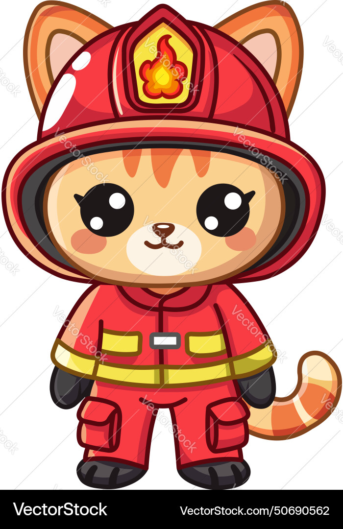 Cat firefighter Royalty Free Vector Image - VectorStock