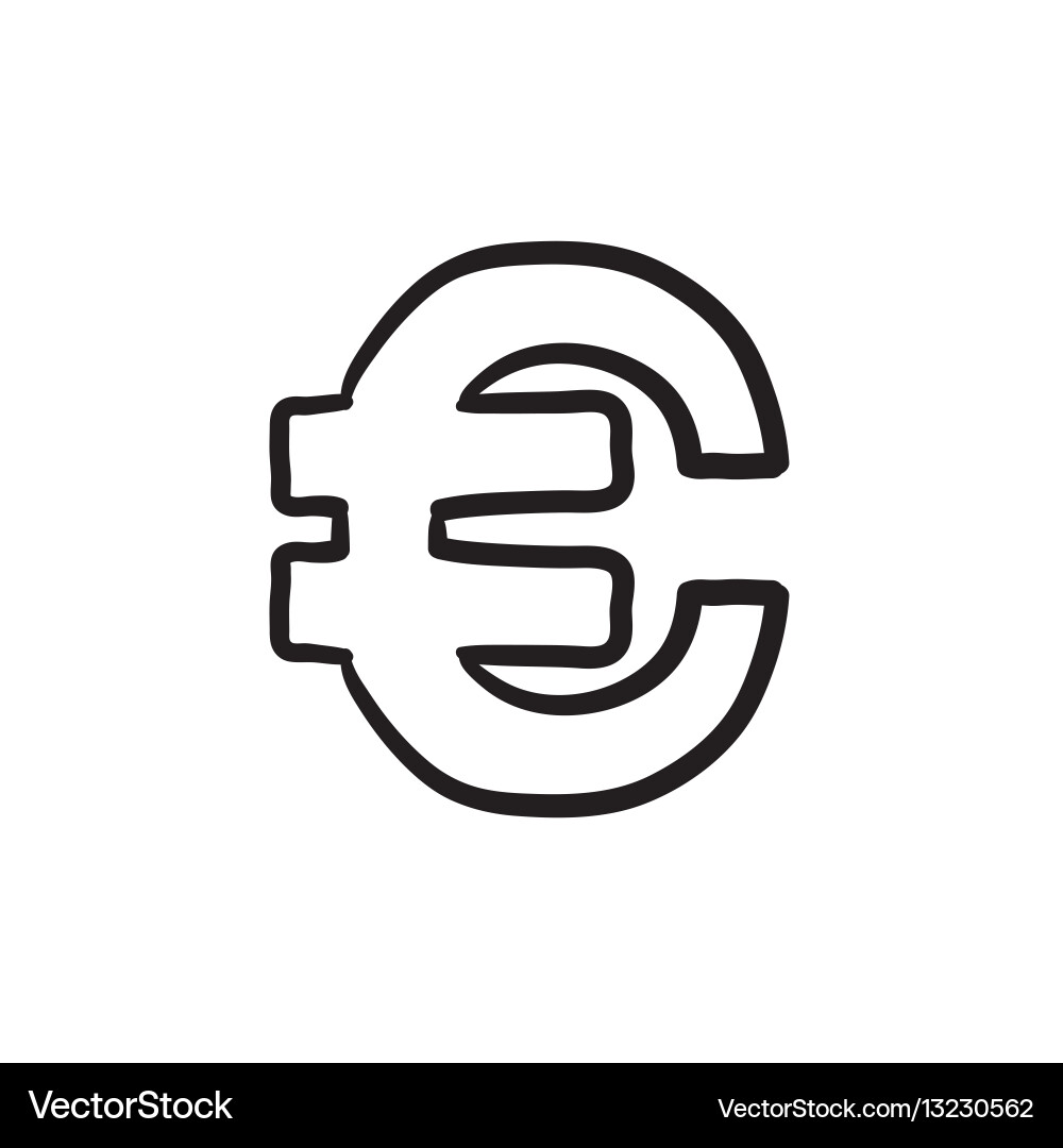 Euro symbol sketch icon Royalty Free Vector Image