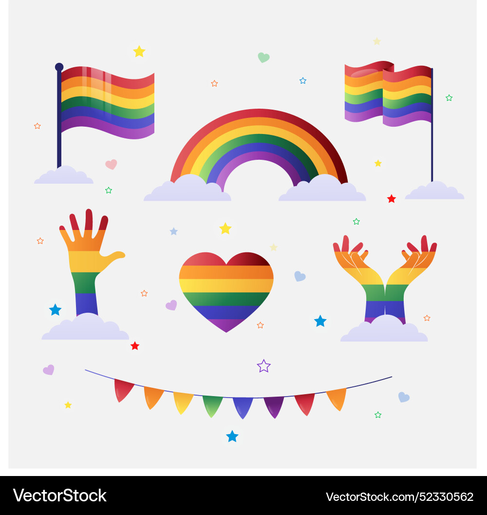 Realistic pride month elements collection Vector Image