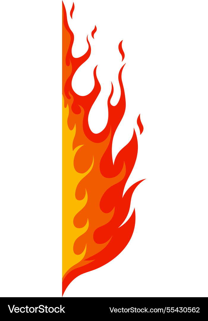 Red and orange stylized flames rising against a Vector Image