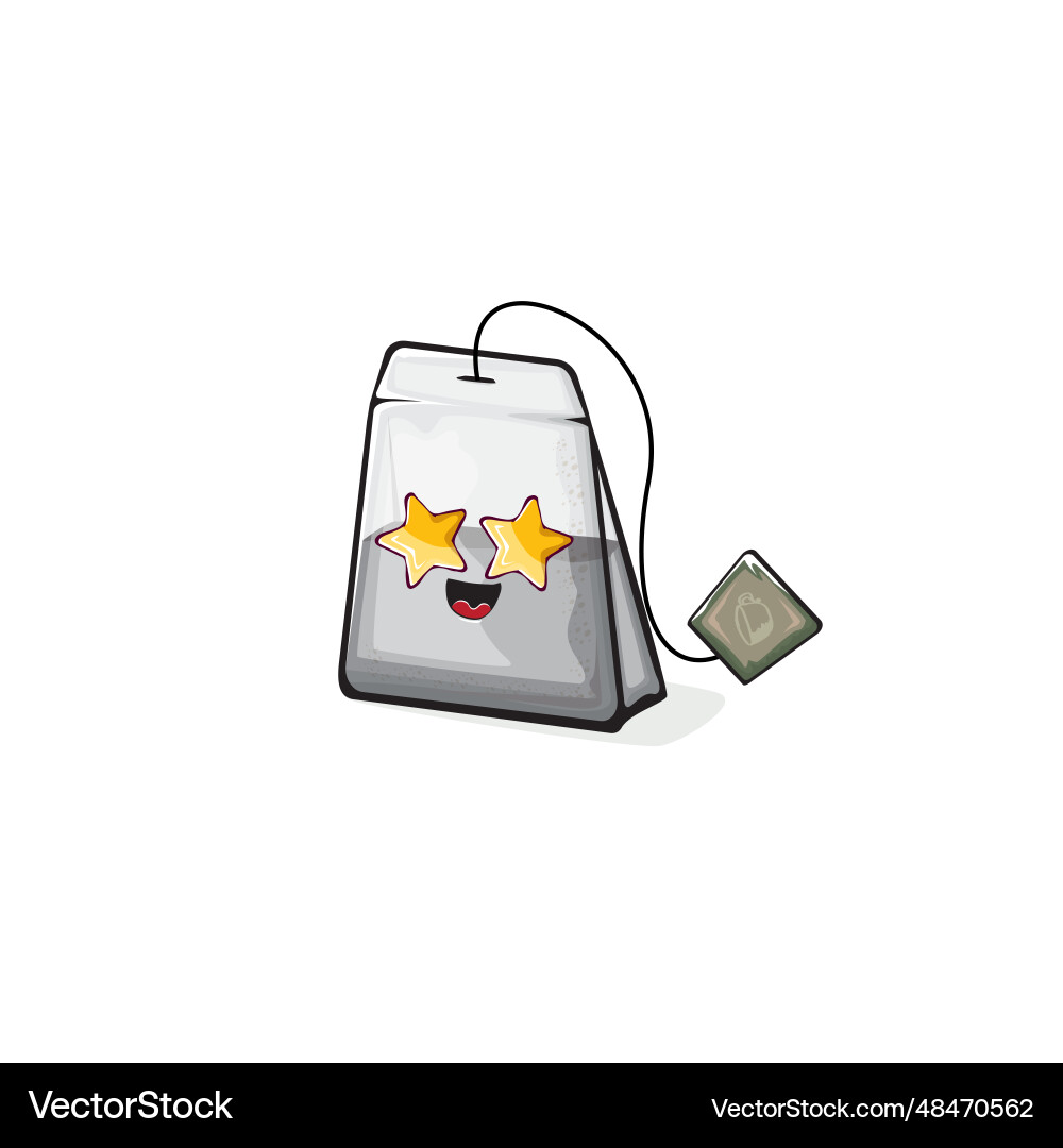 Tea bag character cartoon isolated Royalty Free Vector Image