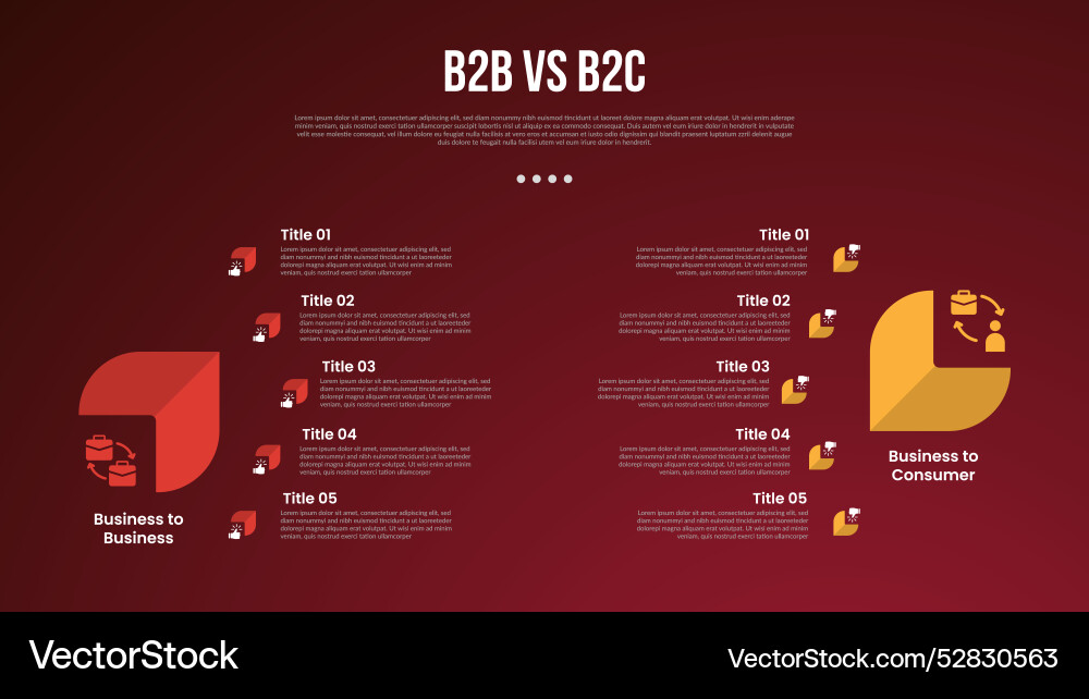 B2b vs b2c business infographic for comparison Vector Image