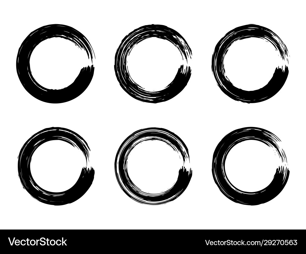 Black Ink Round Brush Strokes Royalty Free Vector Image