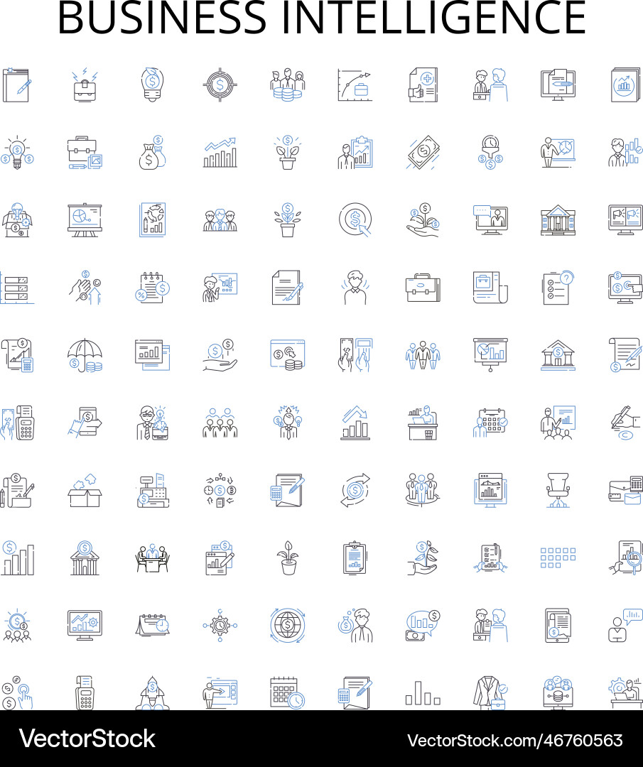 Business intelligence outline icons collection Vector Image