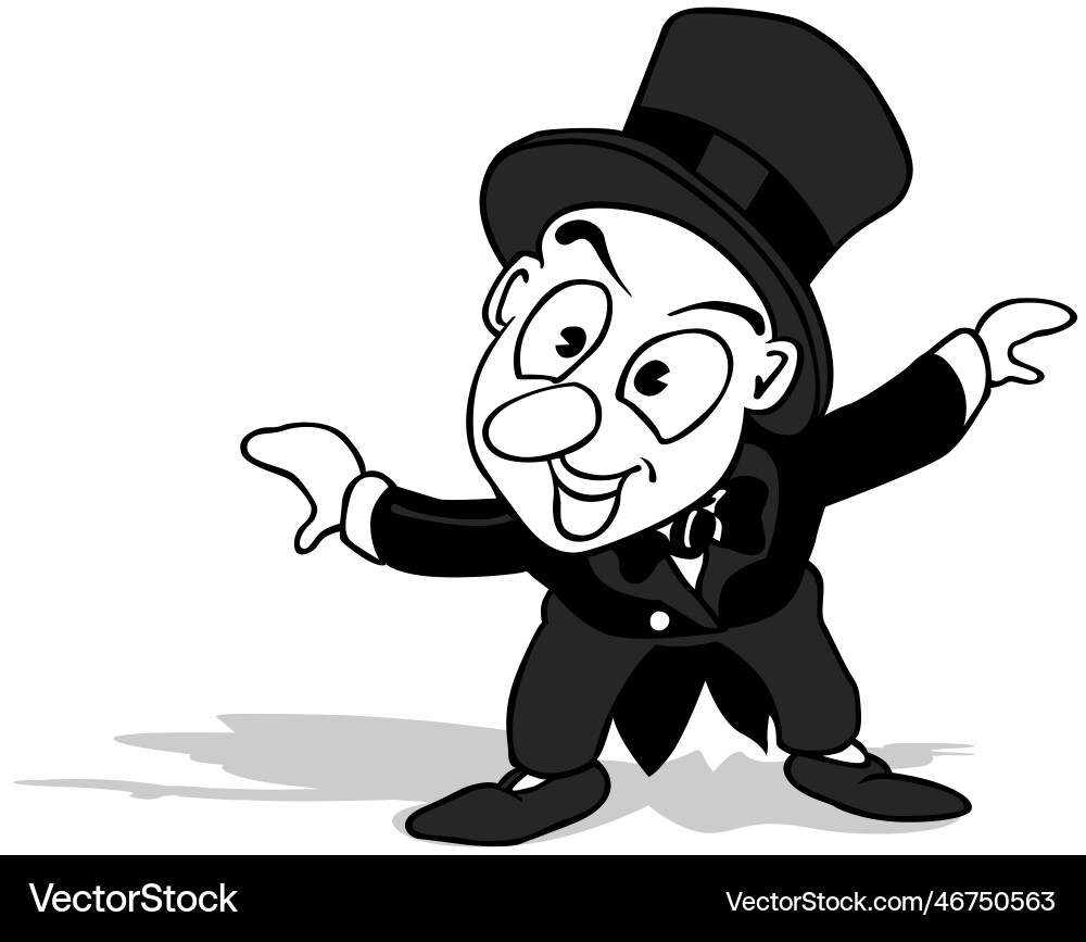 Drawing of a stick figure with top hat Royalty Free Vector